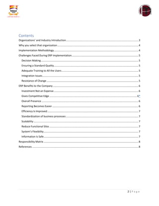 National Foods - Introduction To ERP Systems | PDF