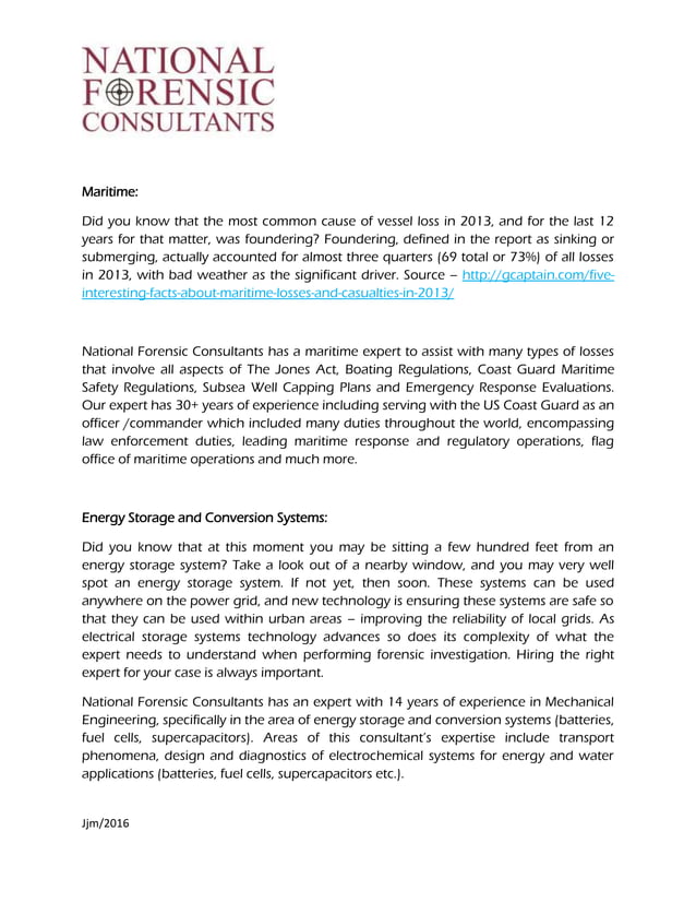 Non Traditional Experts from National Forensic Consultants | PDF ...