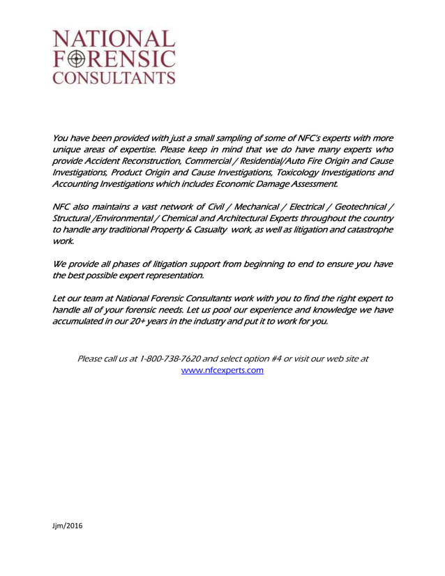 Non Traditional Experts from National Forensic Consultants | PDF ...