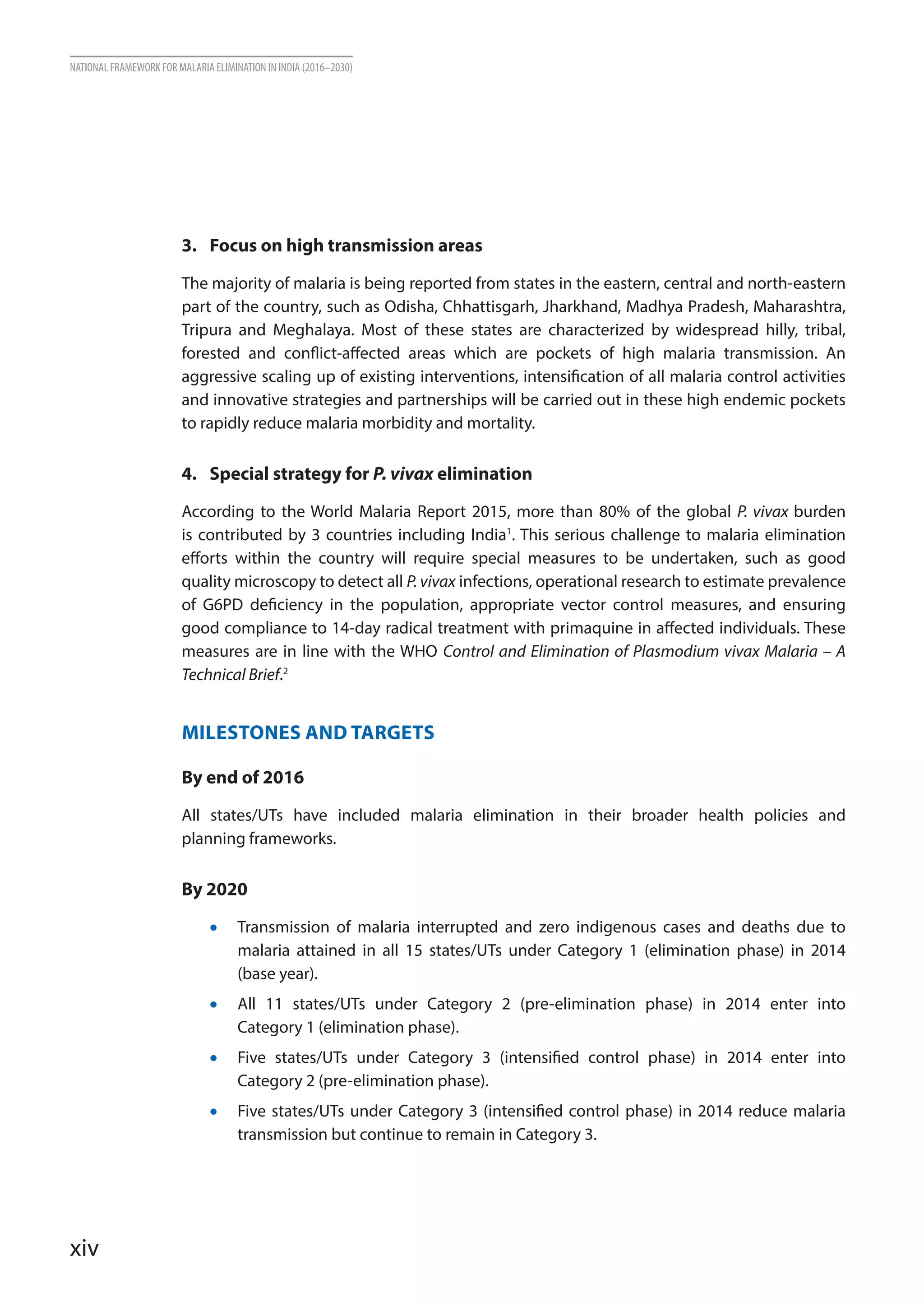 National framework malaria elimination india 2016 2030 | PDF