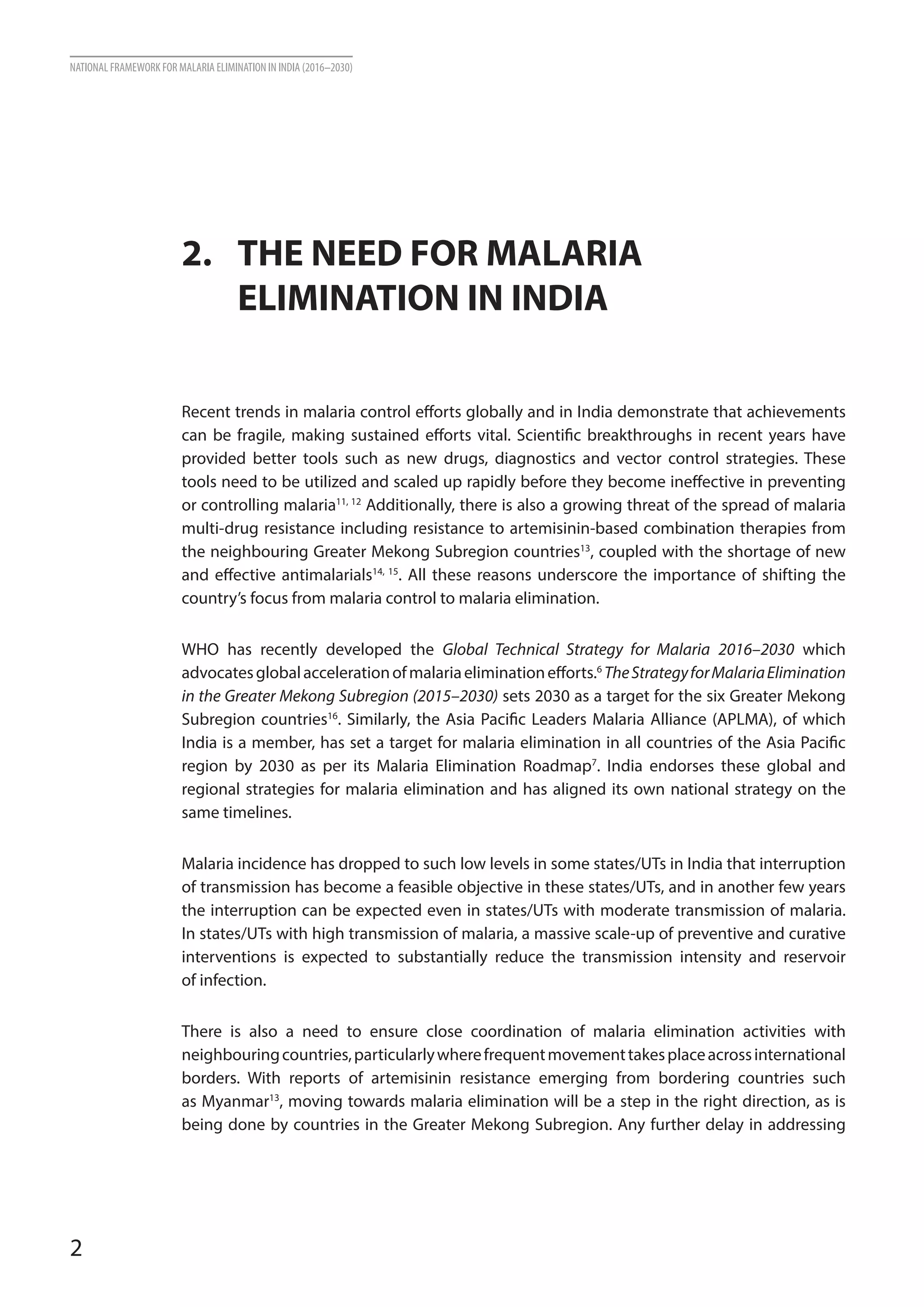 National framework malaria elimination india 2016 2030 | PDF