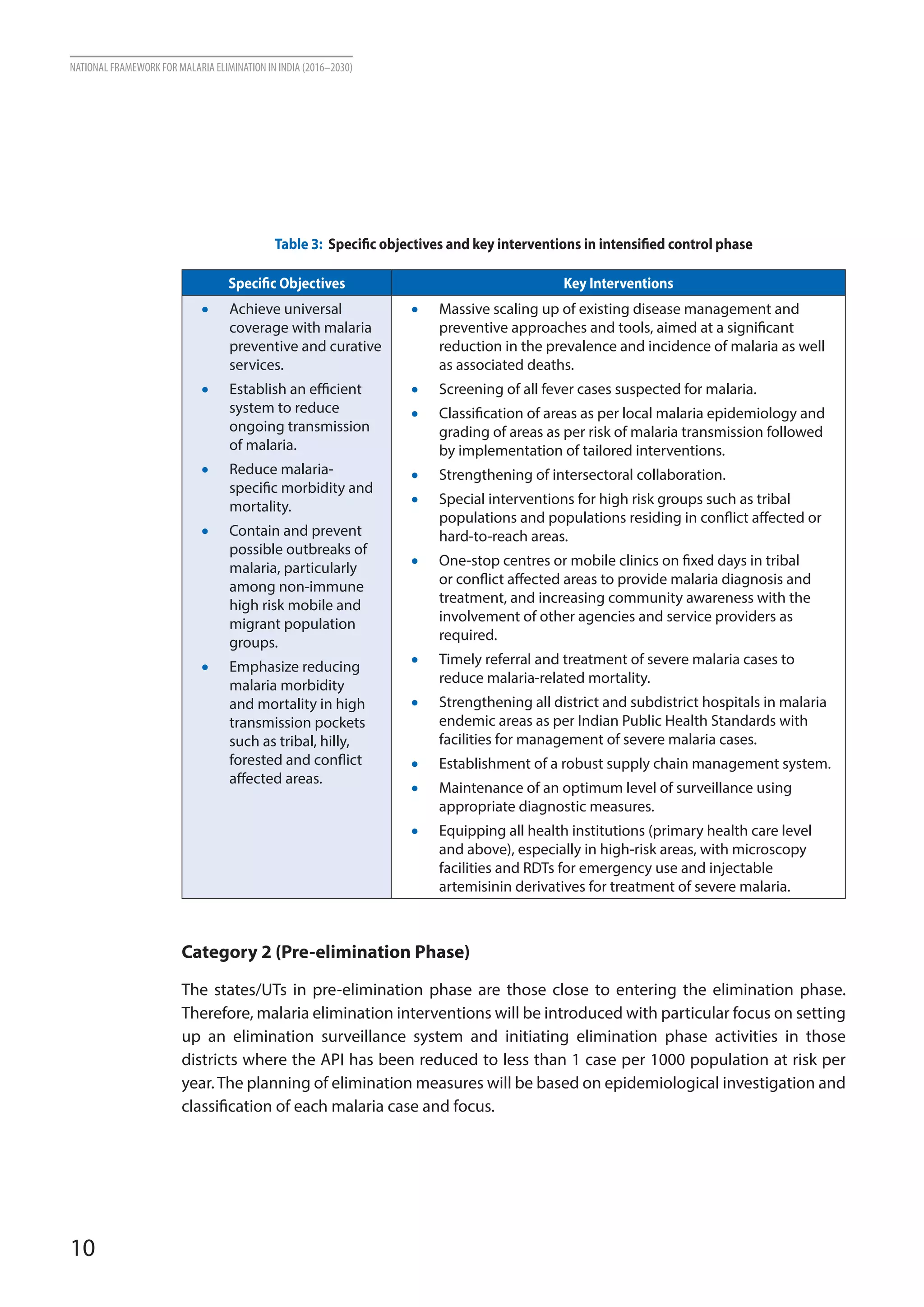 National framework malaria elimination india 2016 2030 | PDF