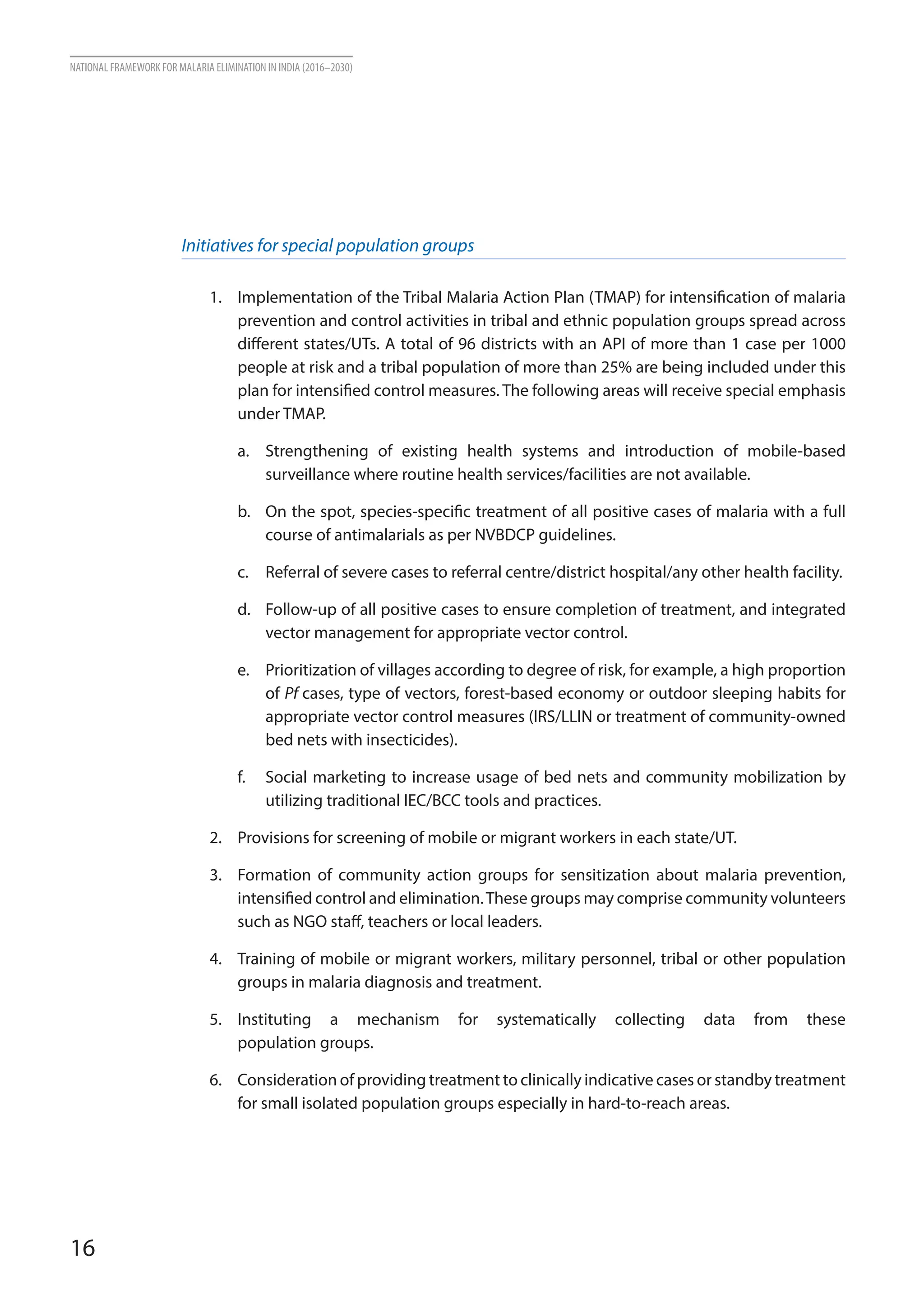 National framework malaria elimination india 2016 2030 | PDF