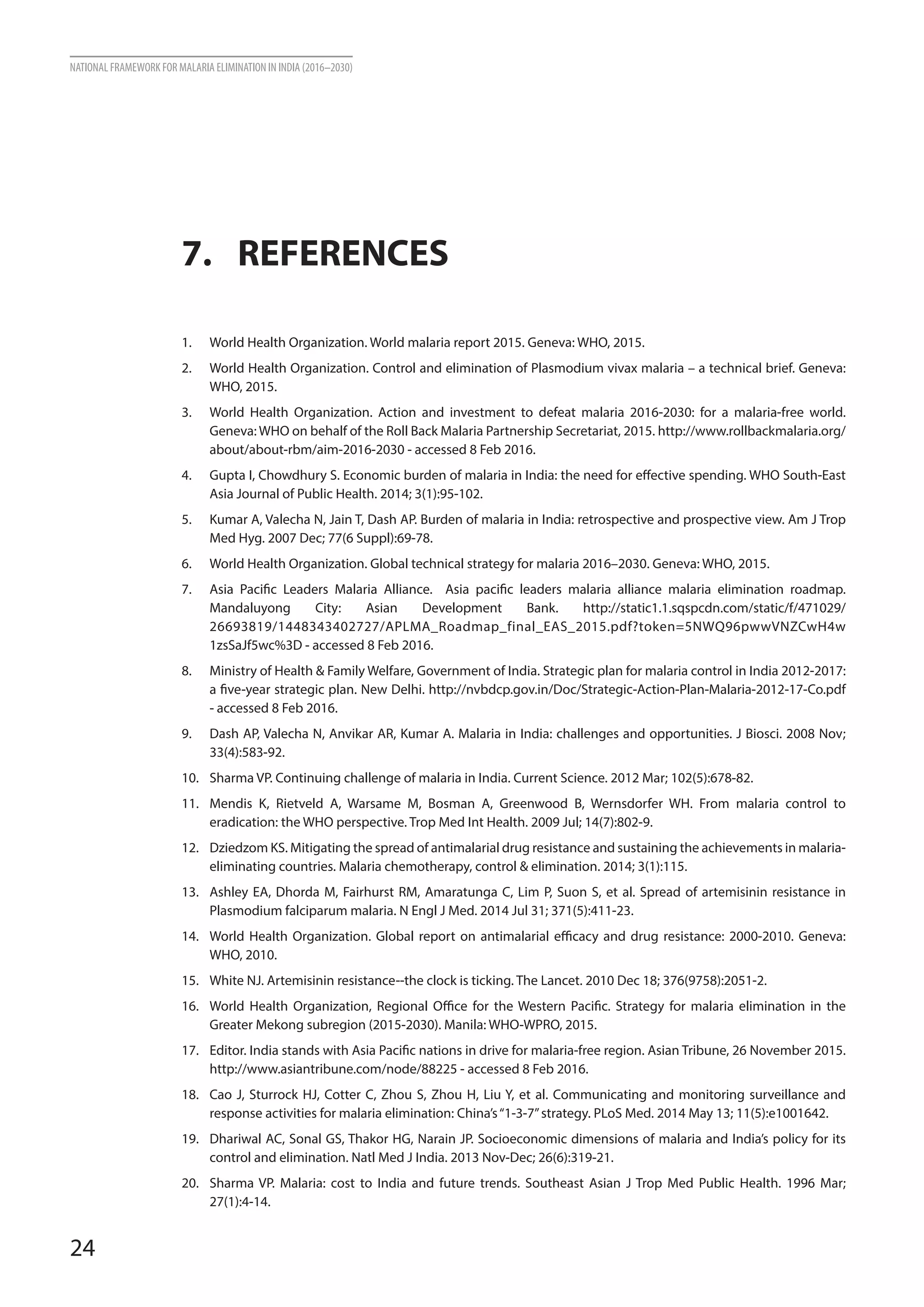 National framework malaria elimination india 2016 2030 | PDF