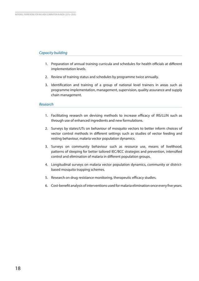 National framework malaria elimination india 2016 2030 | PDF | Infectious Diseases | Diseases ...