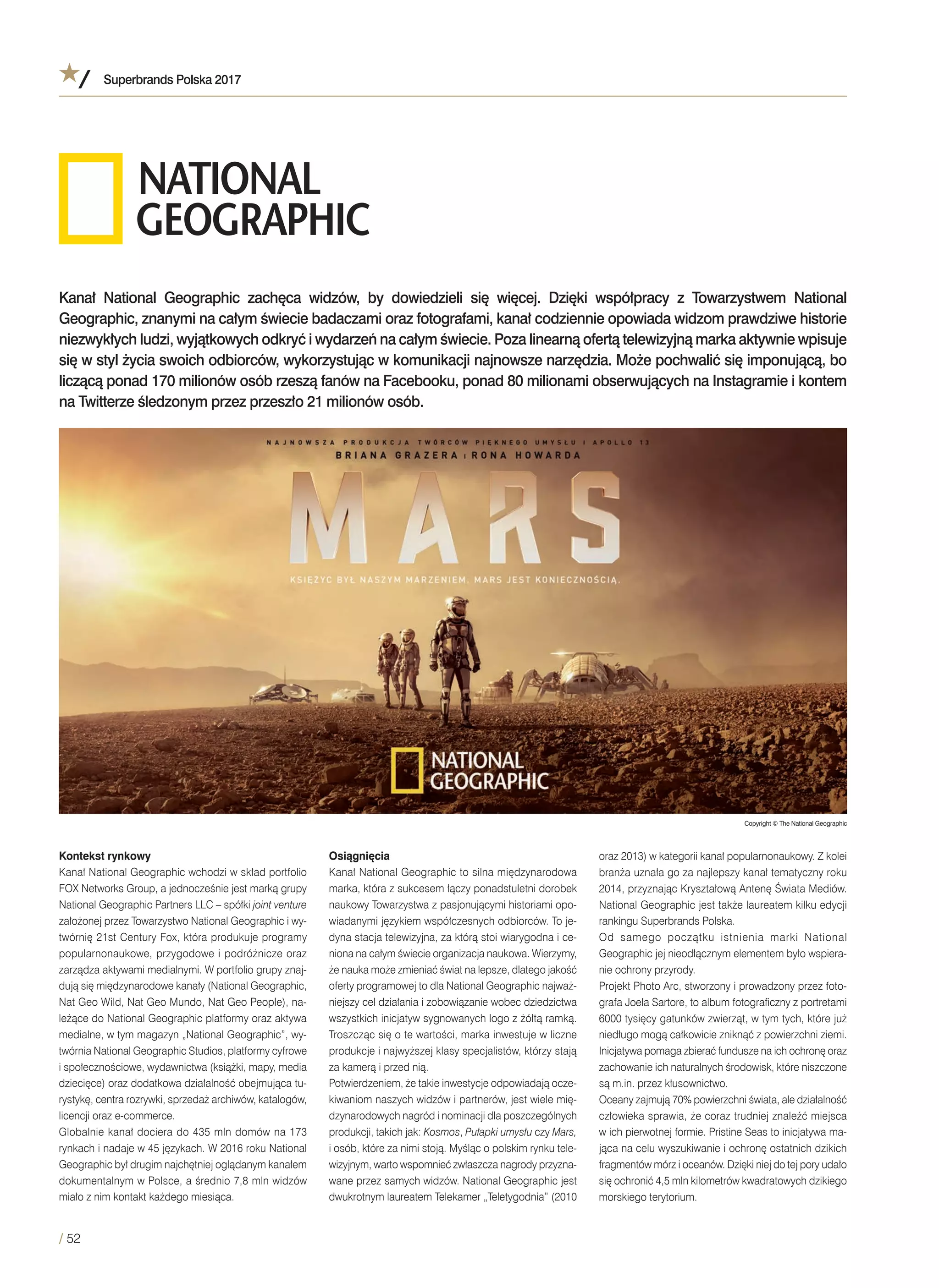 Case study marki National Geographic z Albumu Superbrands Polska 2017 | PDF