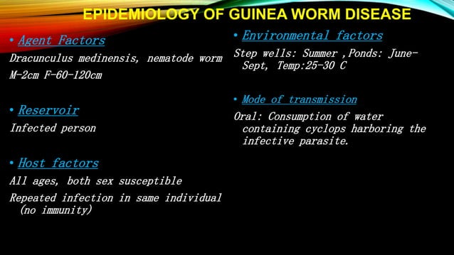 National guinea worm eradication programme in India | PPTX | Infectious ...