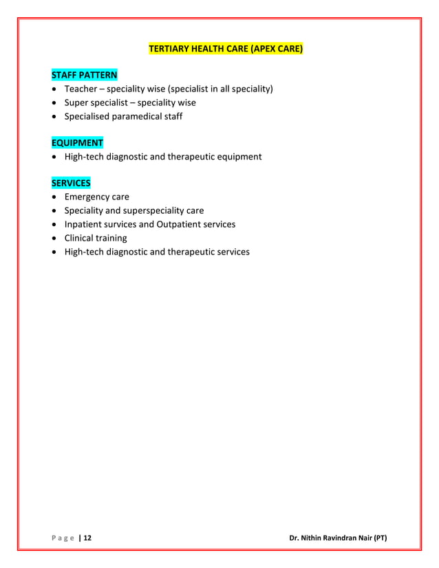 National health delivery system + phc +drc+national institutes | PDF ...