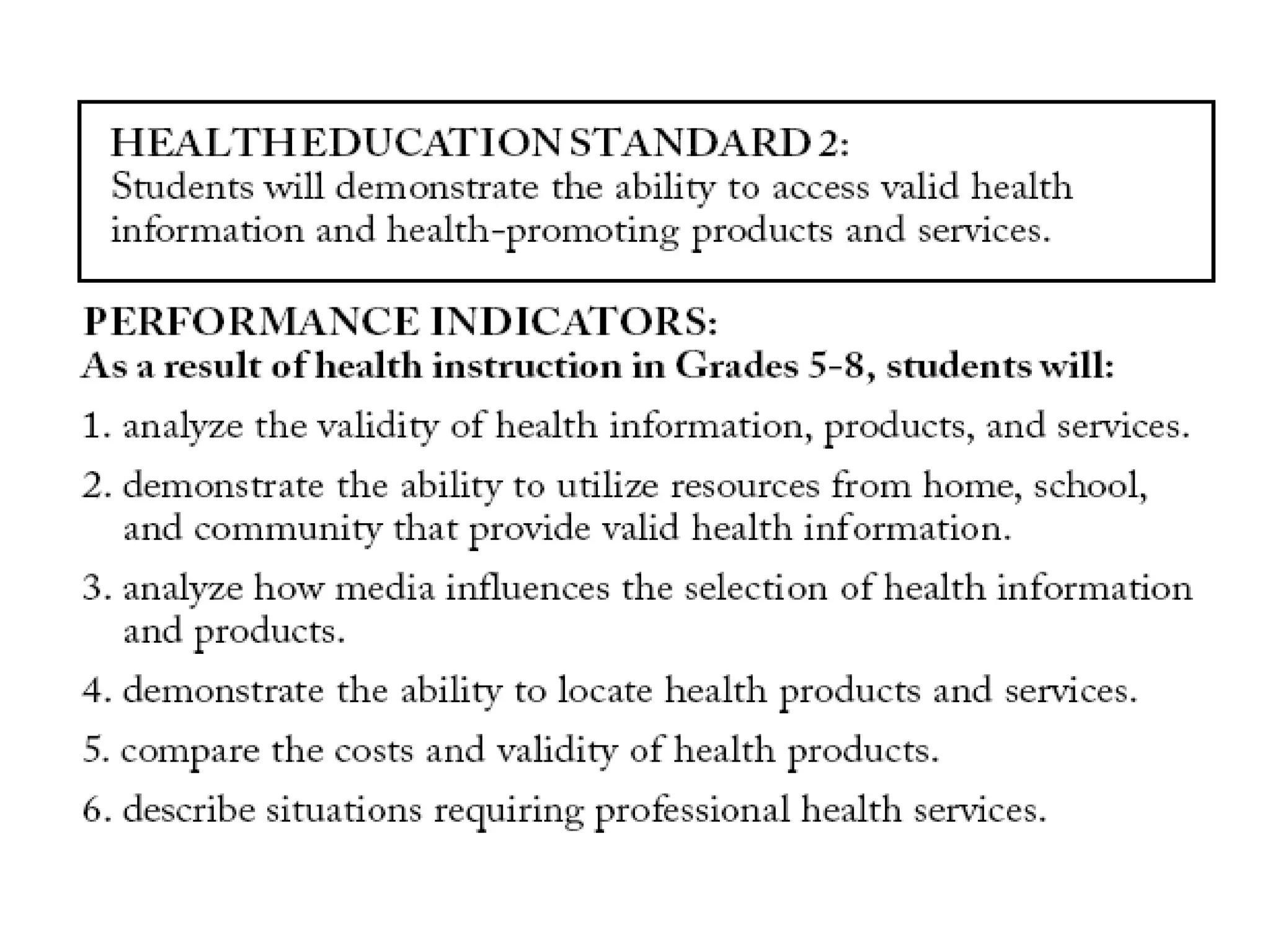 National health education standards grades 5 8 | PPT | Medical Health