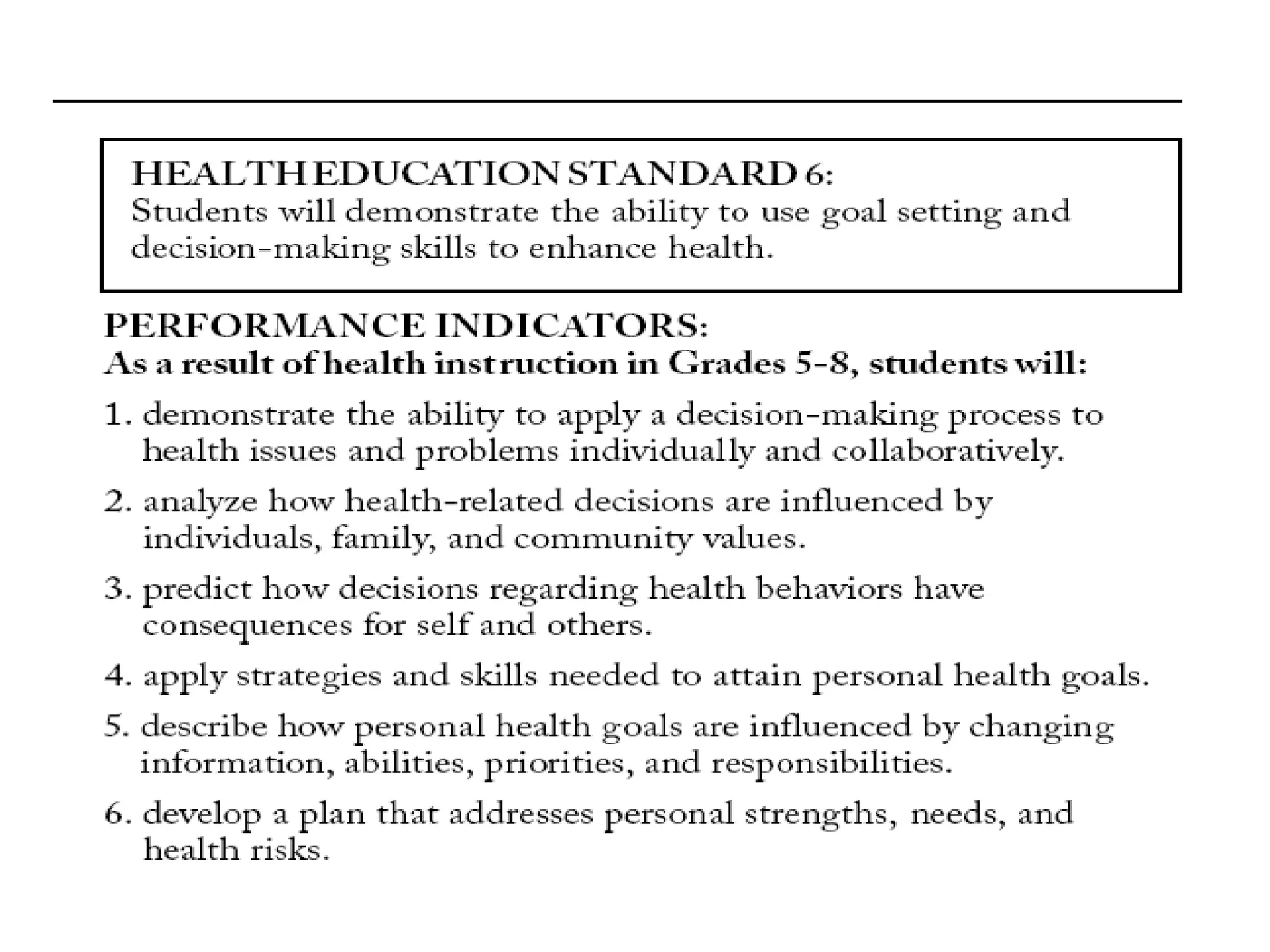 National health education standards grades 5 8 | PPT | Medical Health