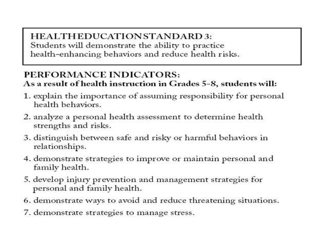 National health education standards grades 5 8 | PPT | Medical Health