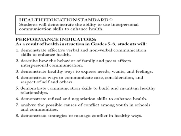 National health education standards grades 5 8 | PPT | Medical Health
