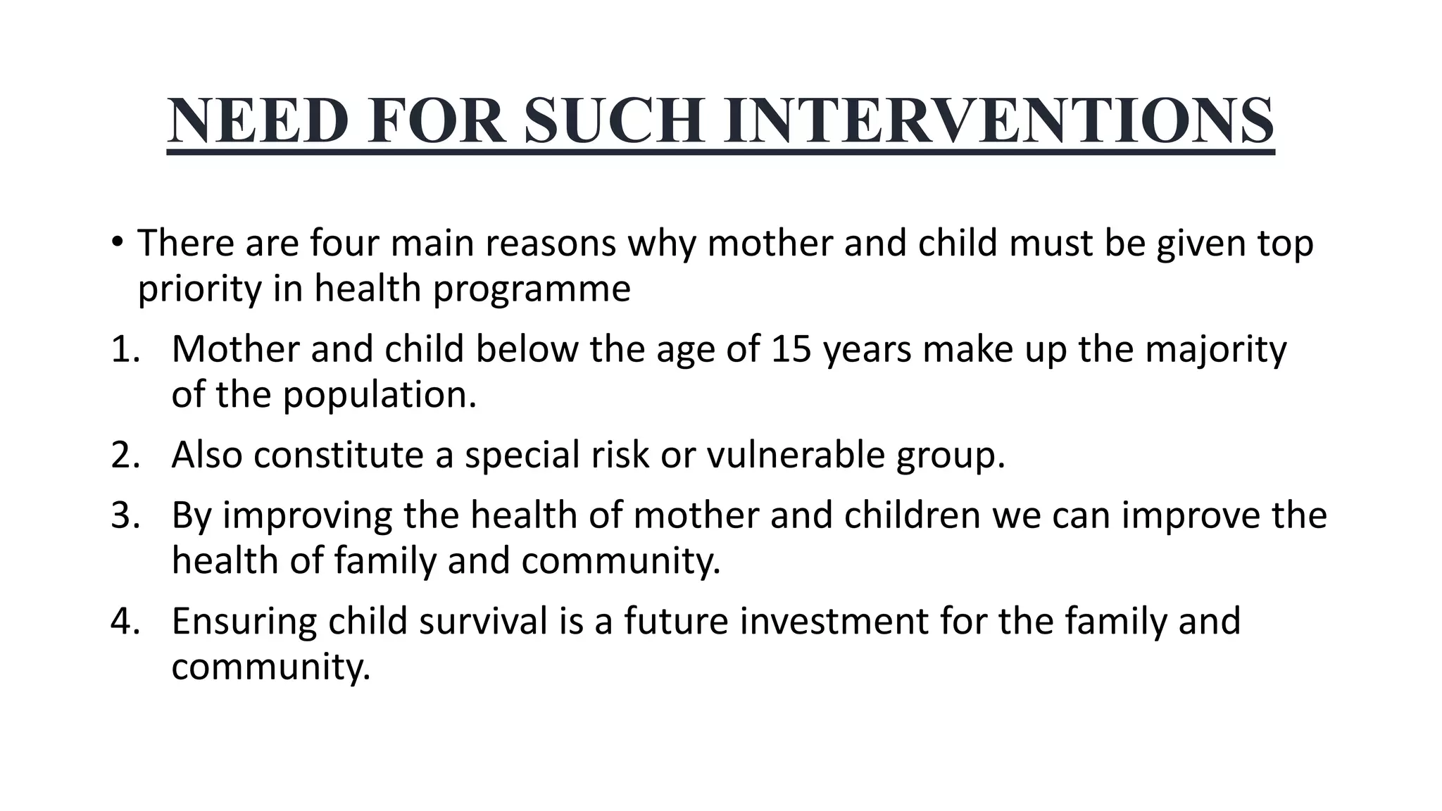 National health intervention programme for mother and child | PPTX