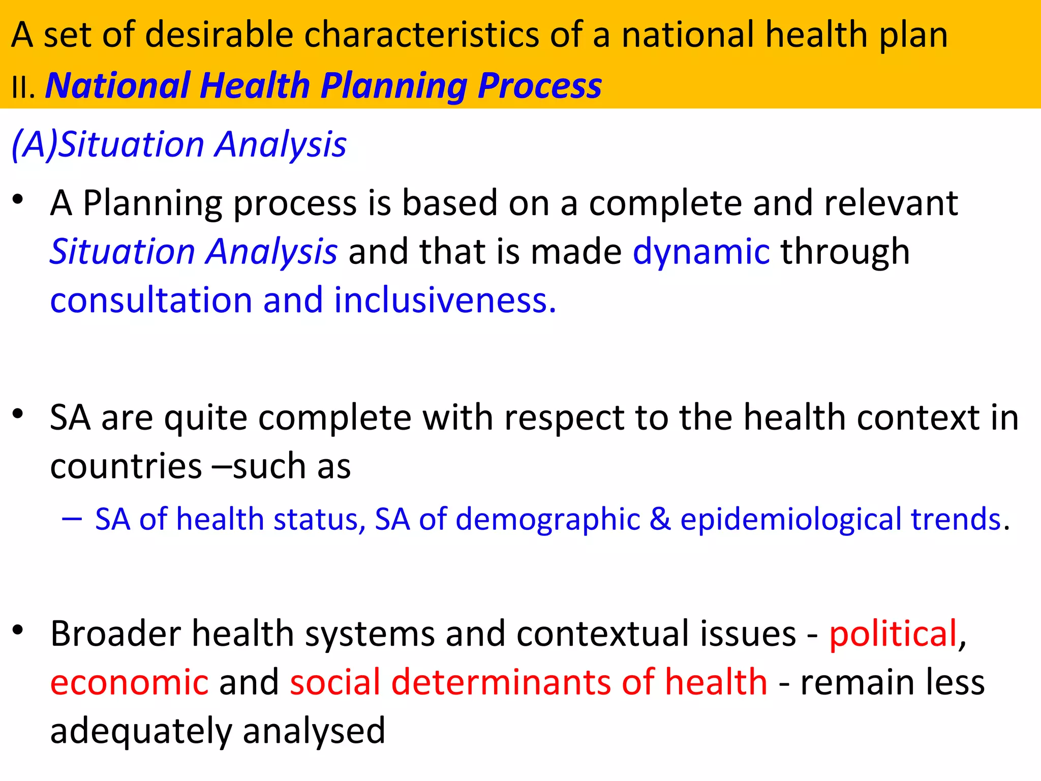 National health planning assessment framework | PPT