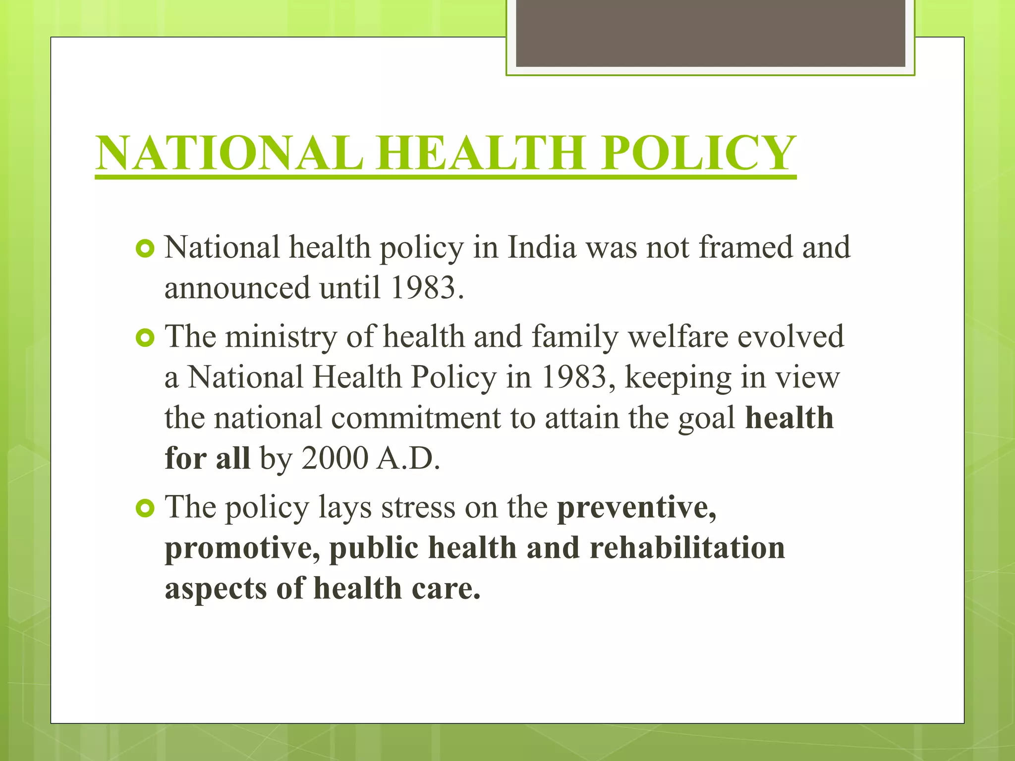 National health policy | PPTX
