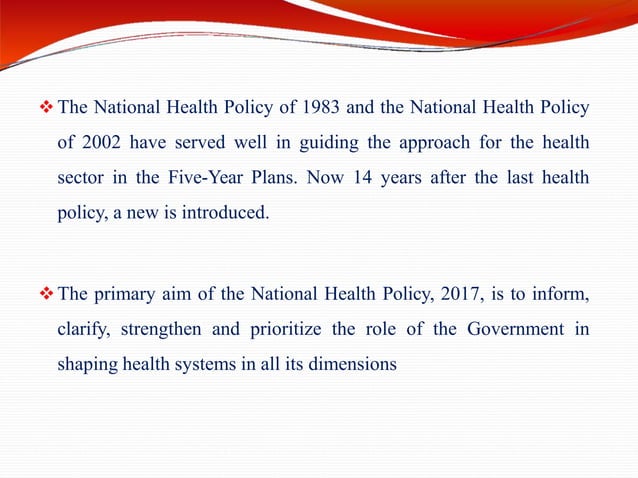 National health policy 2017 | PPTX | Health Insurance | Insurance