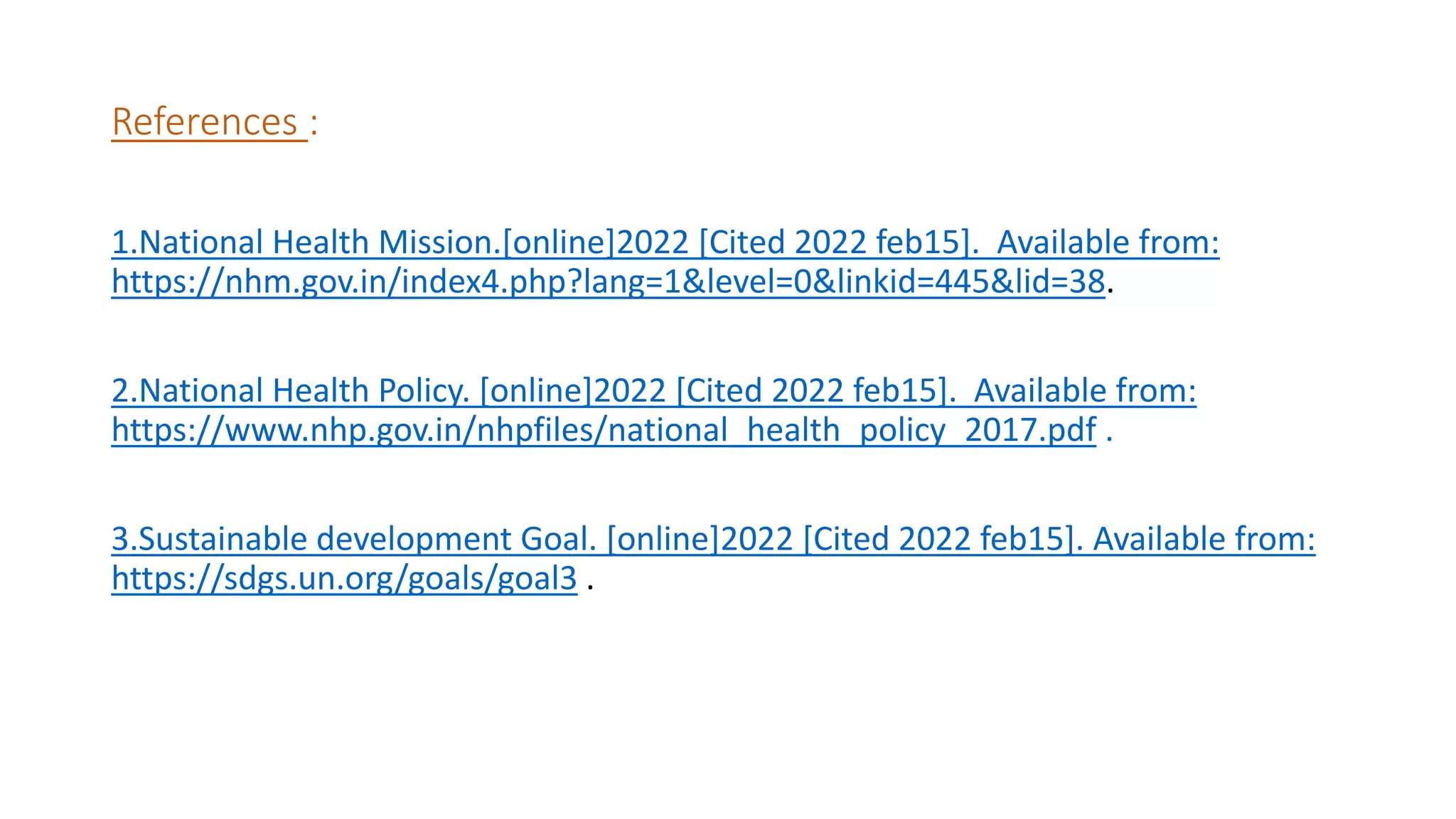 National health policy 2017 and alignment of goals and targets with NHM ...