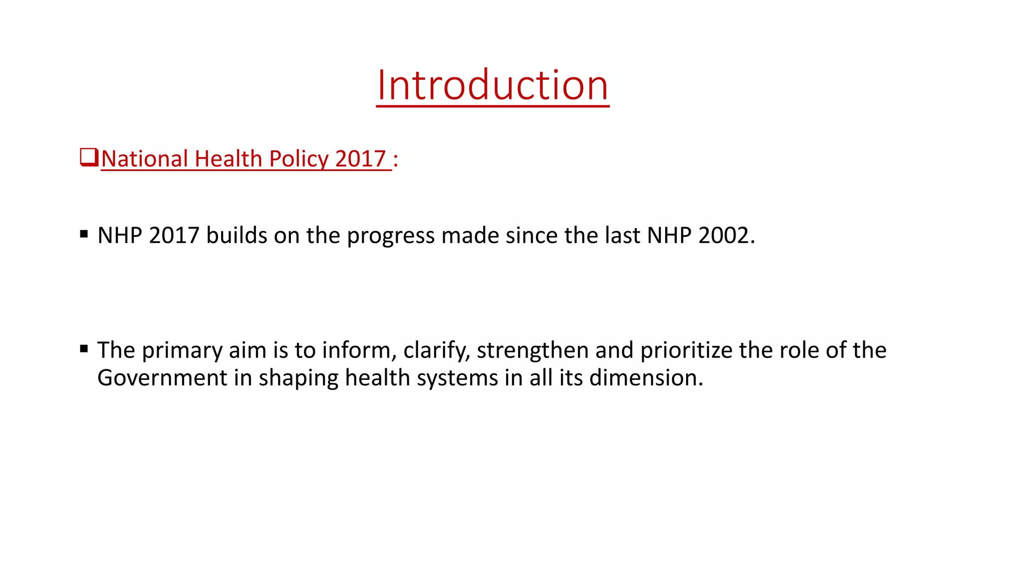 National health policy 2017 and alignment of goals and targets with NHM ...