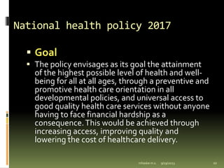 National health policy.pptx | Infectious Diseases | Diseases and Conditions