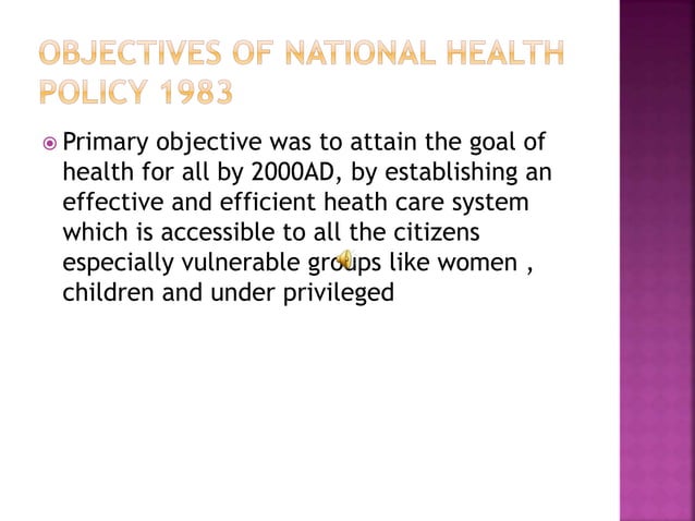 National health policy (1983-2002) | PPTX | Health Insurance | Insurance