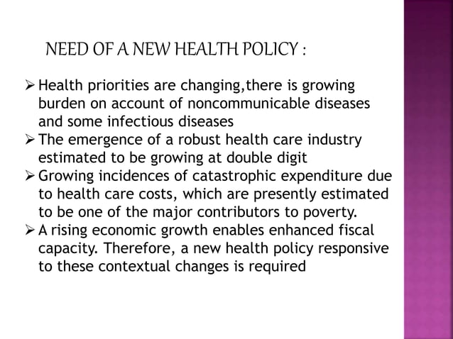 National health policy 2017 | PPTX | Health Insurance | Insurance