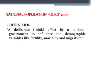 National health policy, population policy, ayush | PPTX