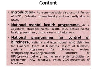 National health programes for non communicable disease | PPTX