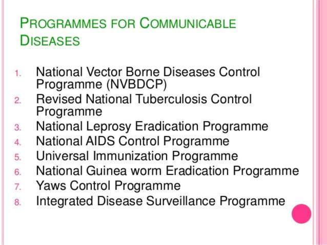 National health programmes | PPTX | Infectious Diseases | Diseases and ...
