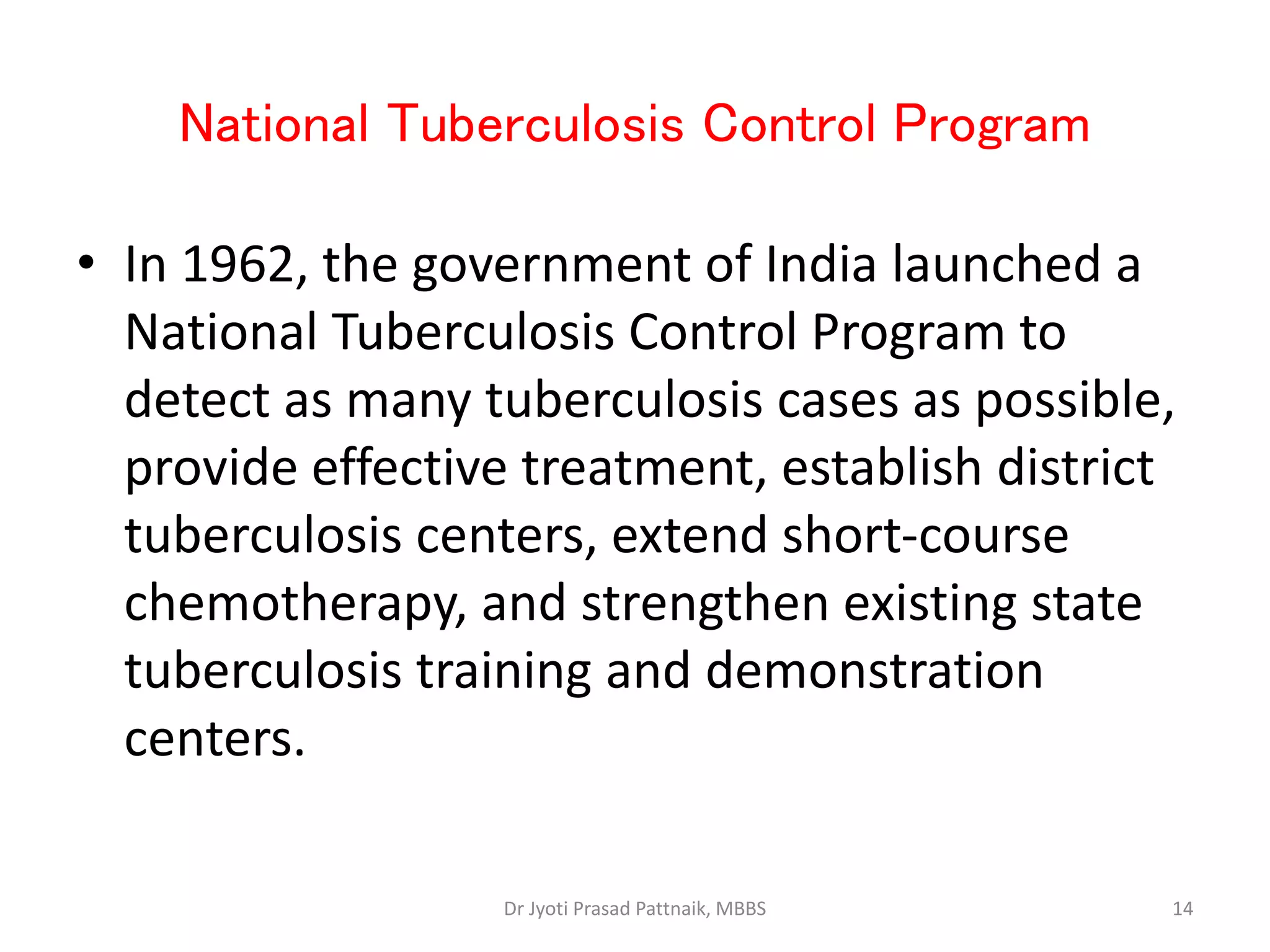 National Health Programmes for TB control in India | PPTX