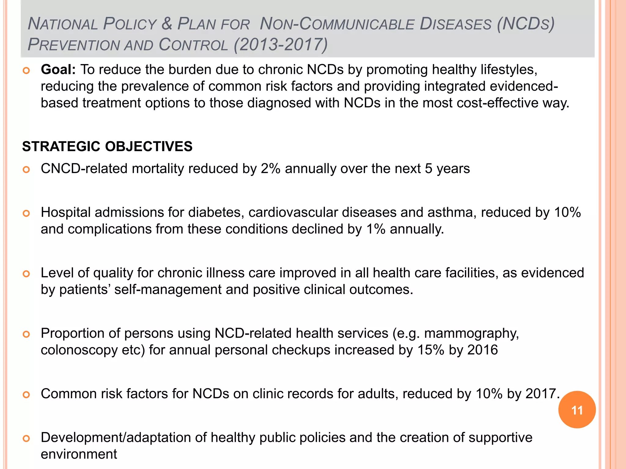 National health programs and policies for prevention and control of ncds in nepal | PPTX
