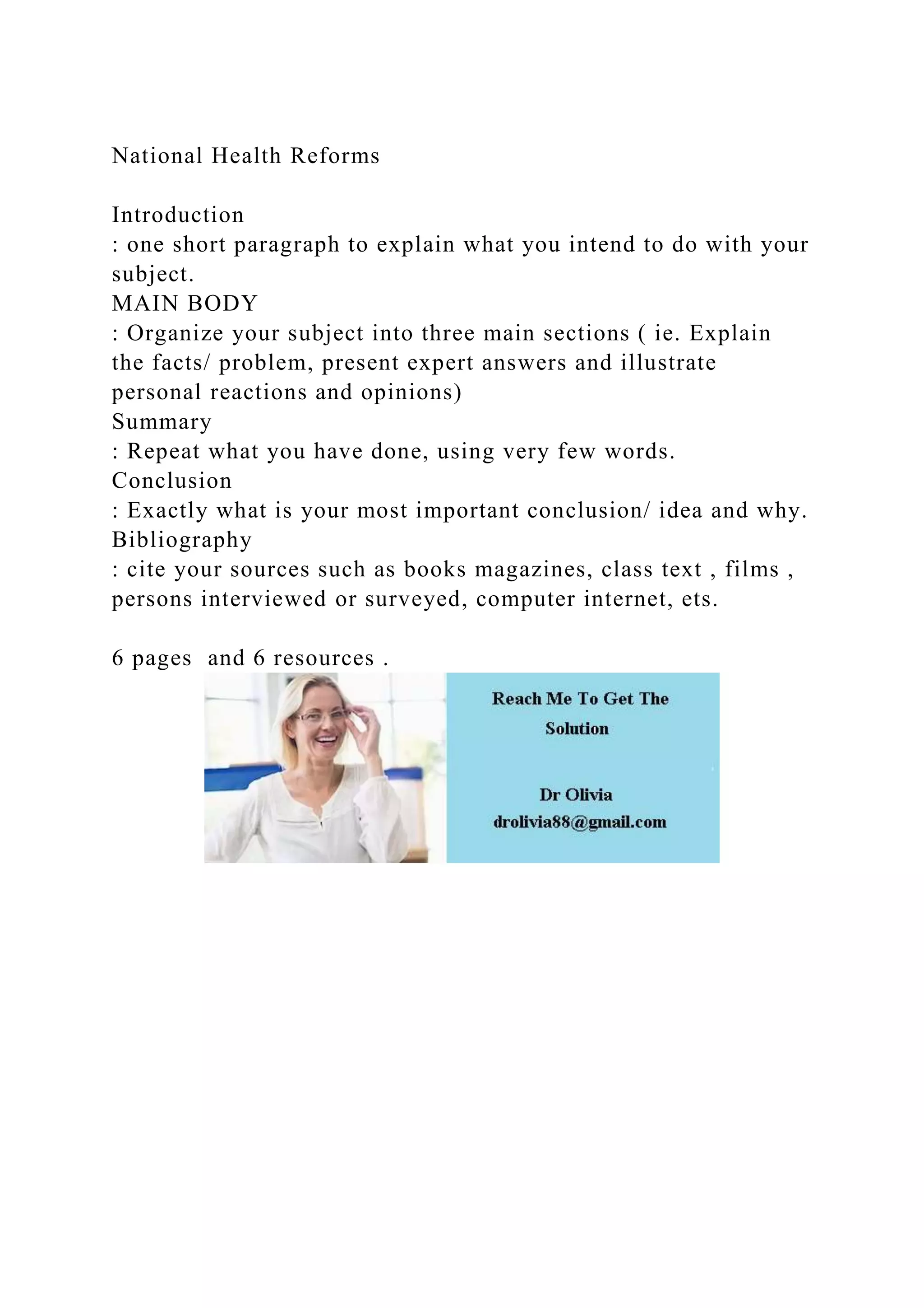 National Health ReformsIntroduction one short paragraph to ex.docx