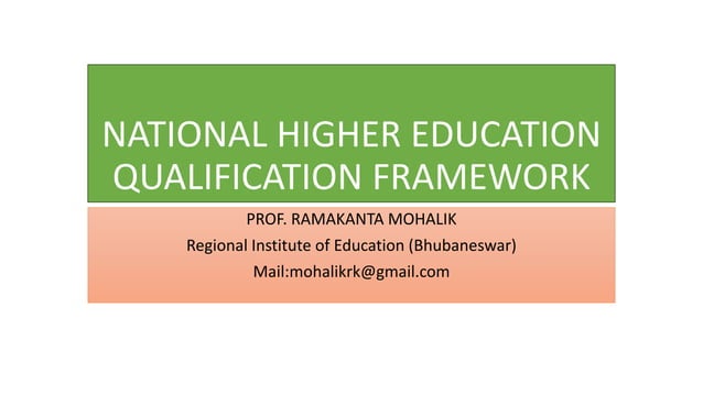 NATIONAL HIGHER EDUCATION QUALIFICATION FRAMEWORK.pptx | Postgraduate ...