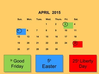 National holidays | PPT