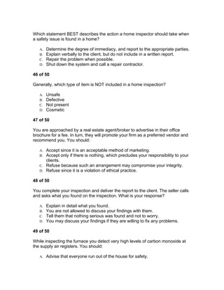 National home inspector exam questions | PDF