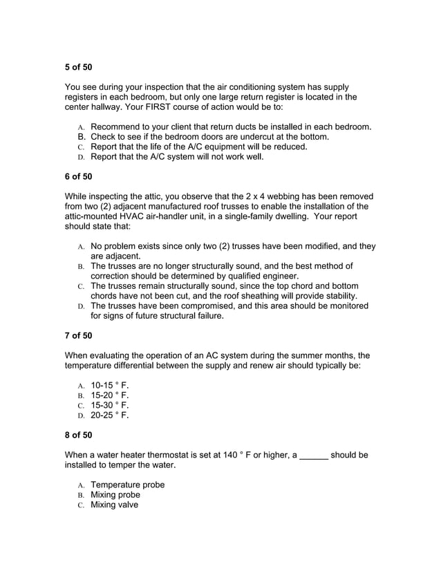 National home inspector exam questions | PDF