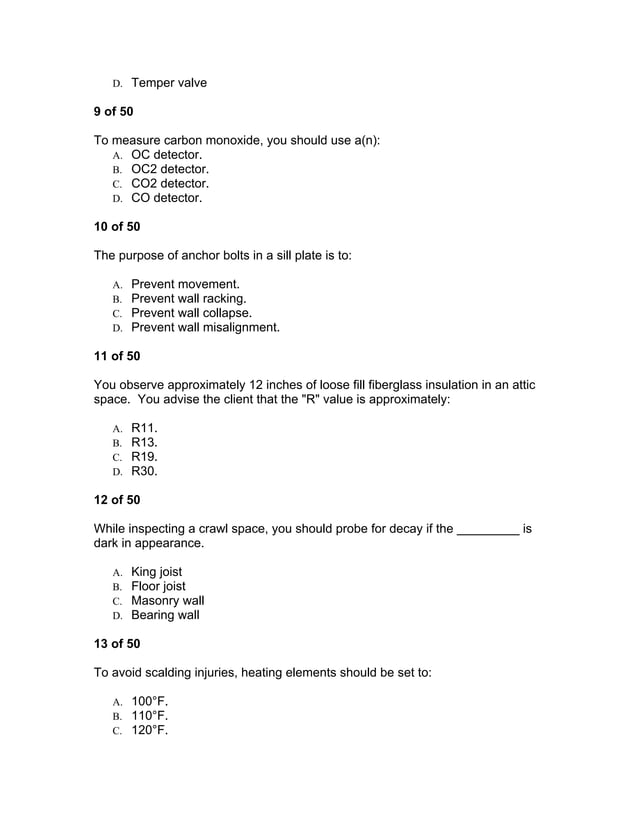 National home inspector exam questions | PDF