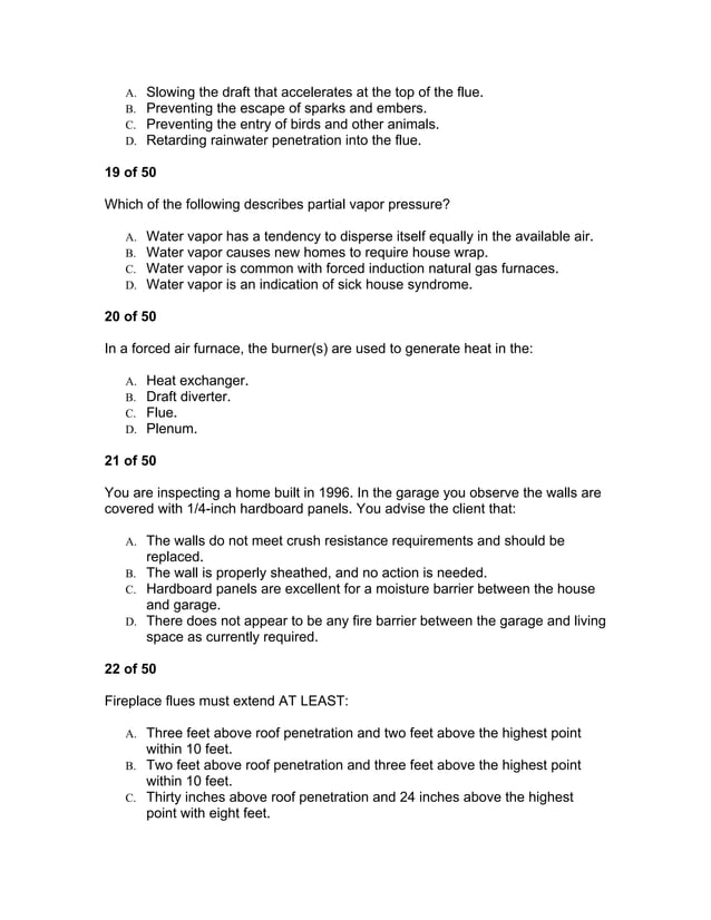 National home inspector exam questions | PDF