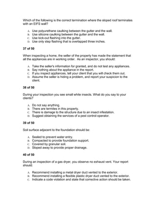 National home inspector exam questions | PDF