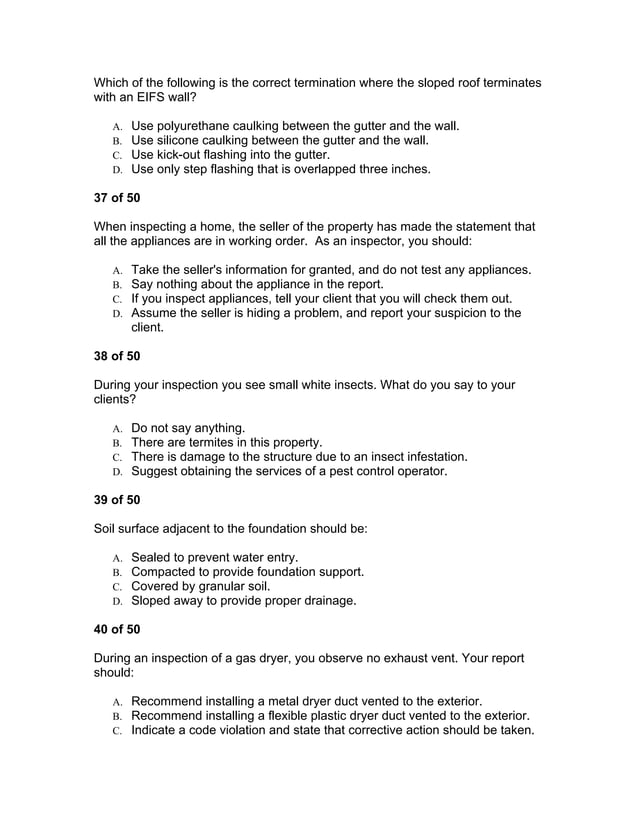 National home inspector exam questions | PDF