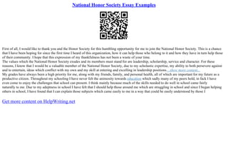 National Honor Society Essay | PDF