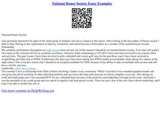 National Honor Society Essay | PDF