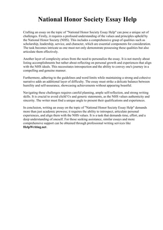 National Honor Society Essay Help | PDF