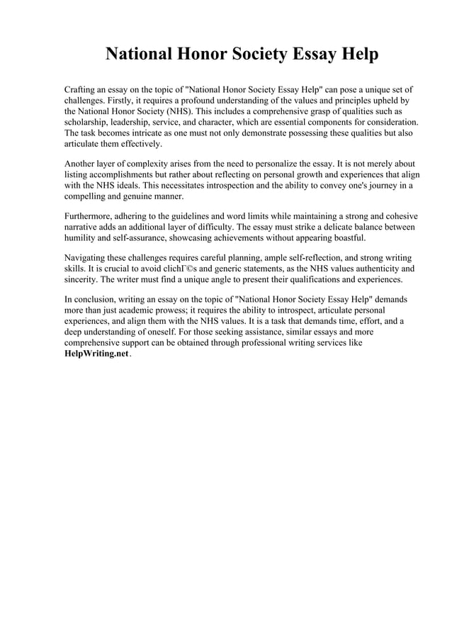 National Honor Society Essay Help | PDF