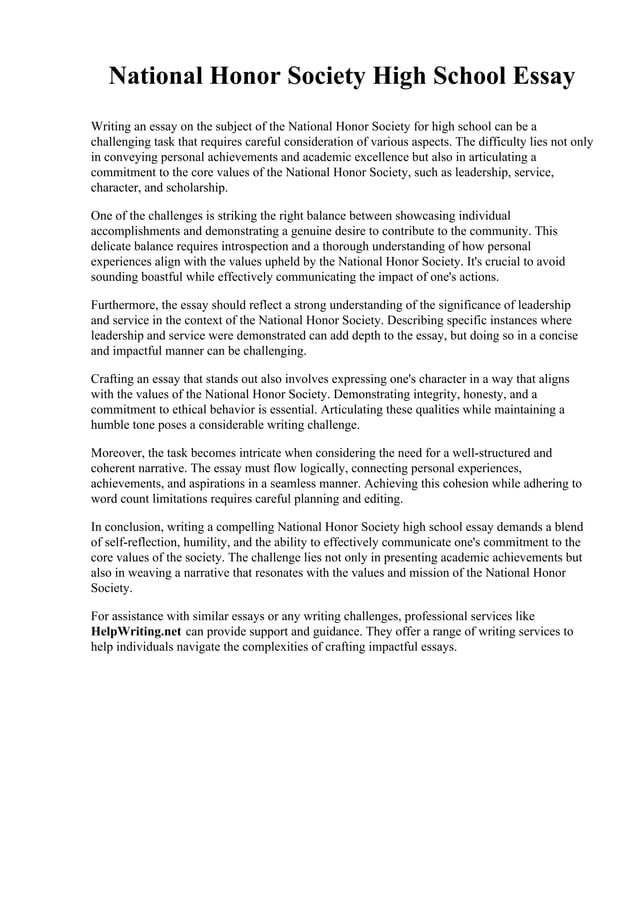 National Honor Society High School Essay | PDF