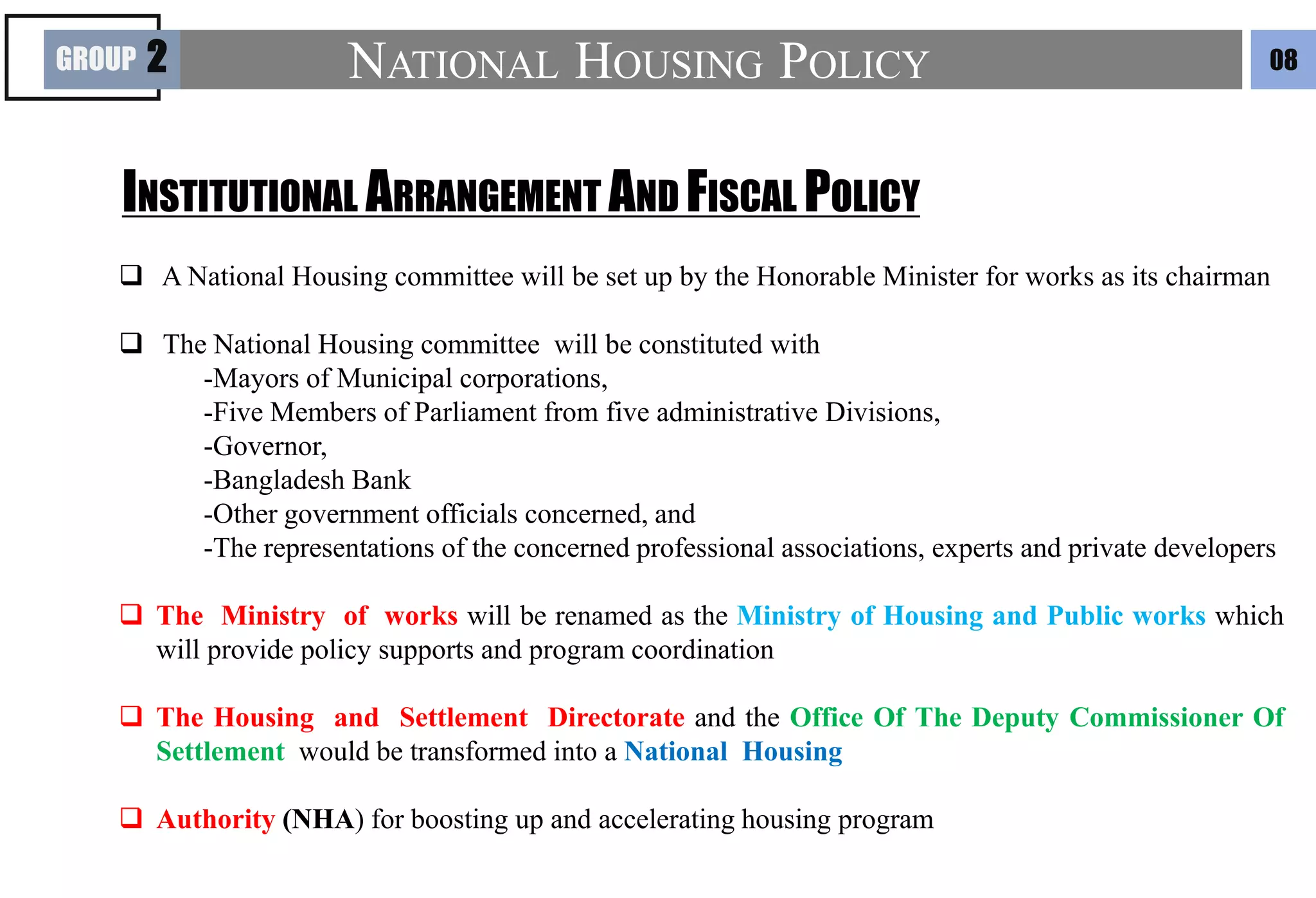 National Housing Policy & Habitat lll STUDY | PPTX