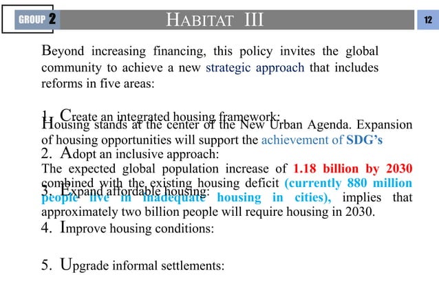 National Housing Policy & Habitat lll STUDY | PPTX