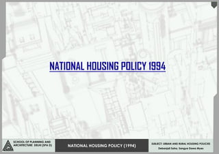 DEBANJALI SAHA- National Housing Policy 1992 | PDF