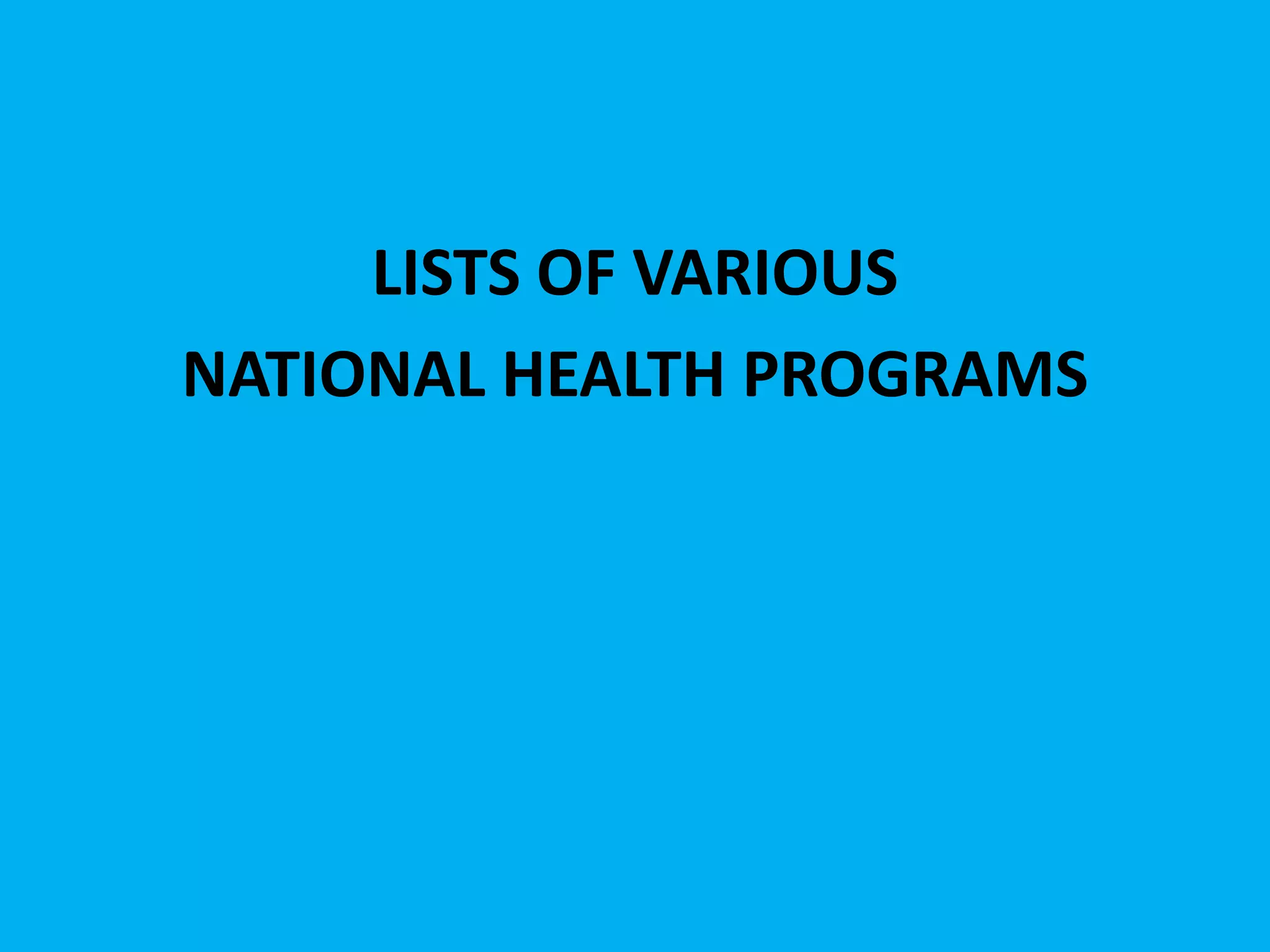 National Health Programs | PPTX