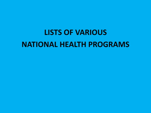 National Health Programs | PPTX