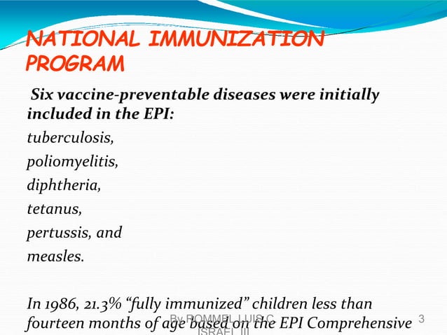 NATIONAL IMMUNIZATION PROGRAM Formerly EPI) | PPTX